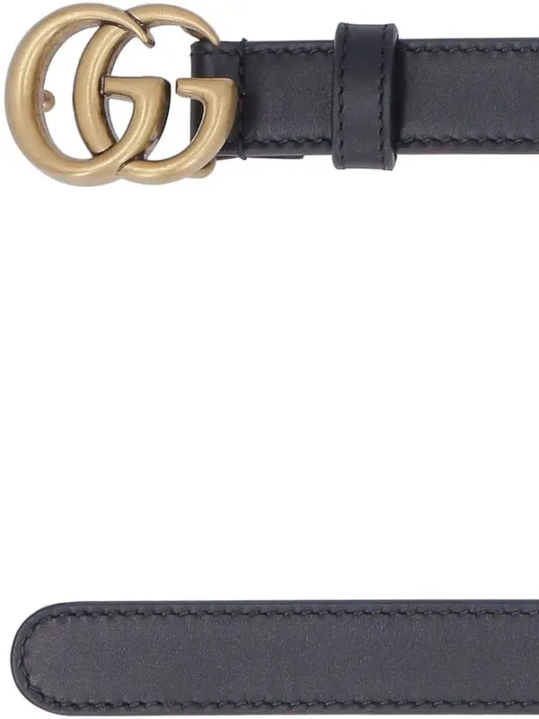 Gucci Double G-buckle Leather Belt - Black