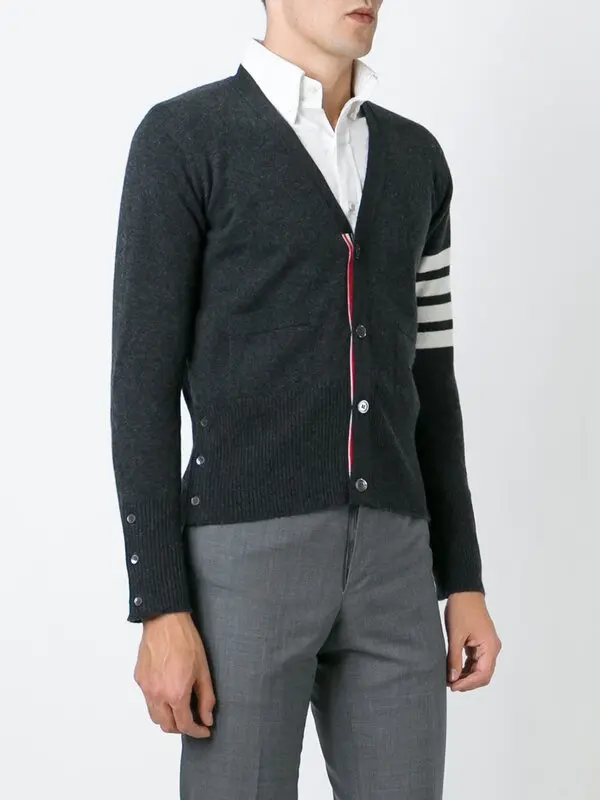 Thom Browne 4-bar Cashmere Cardigan - Grey