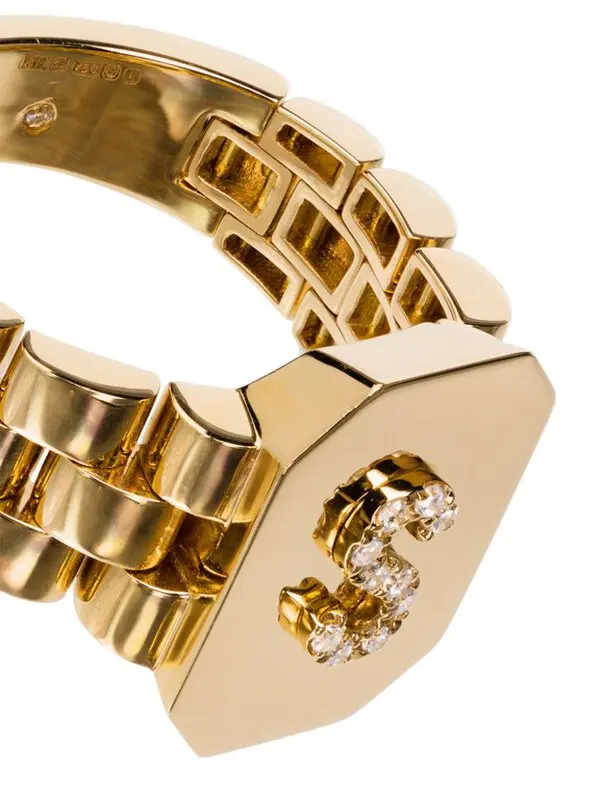 Shay 18k Yellow Diamond Initial Signet Ring