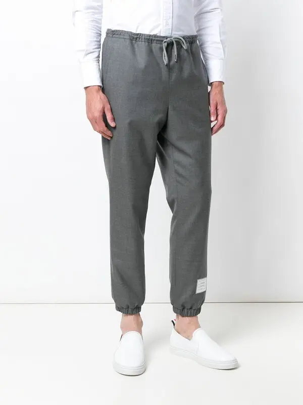 Thom Browne Drawstring-waist Wool Track Pants - Grey