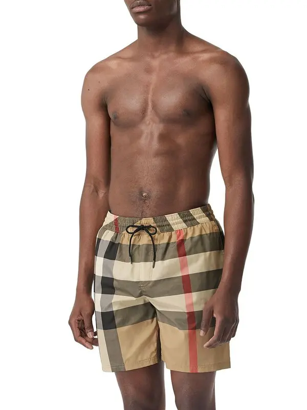Burberry Check Drawstring Swim Shorts - Neutrals