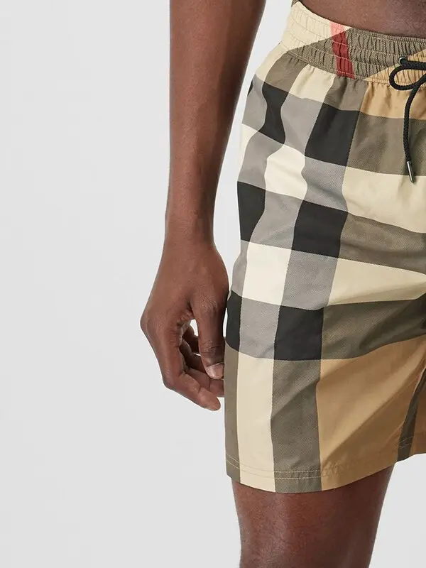 Burberry Check Drawstring Swim Shorts - Neutrals