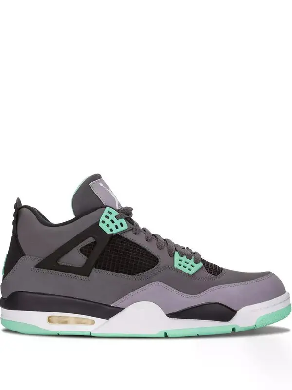 JORDAN Air 4 Retro Green Glow Sneakers - Grey