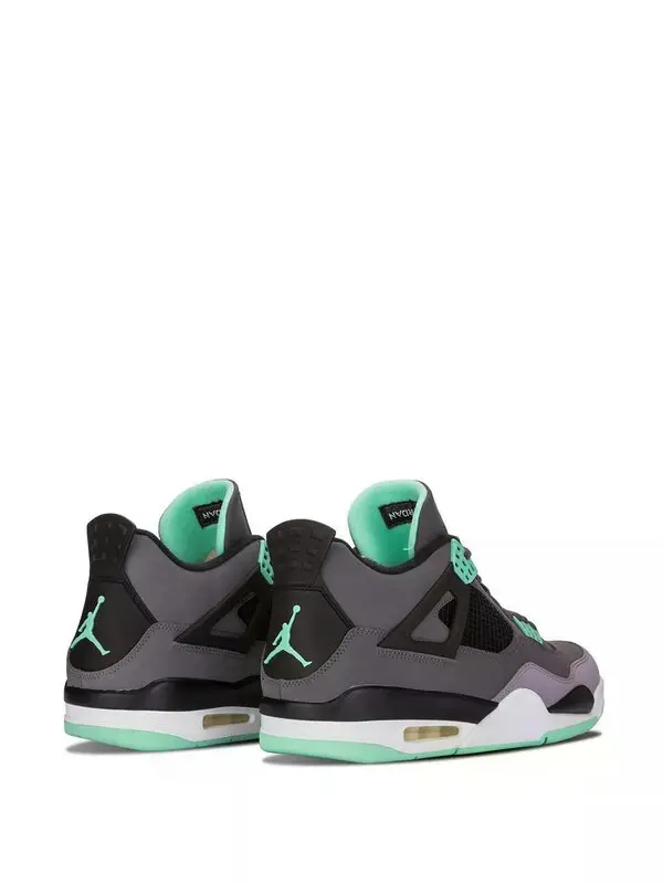 JORDAN Air 4 Retro Green Glow Sneakers - Grey