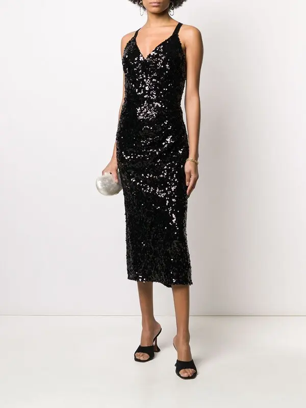 Dolce & Gabbana Sequinned V-neck Midi Dress