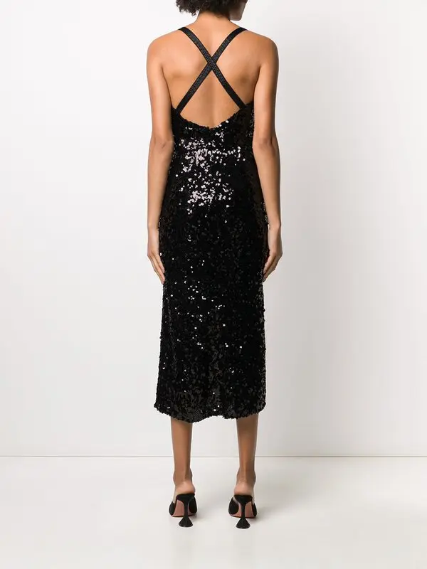 Dolce & Gabbana Sequinned V-neck Midi Dress