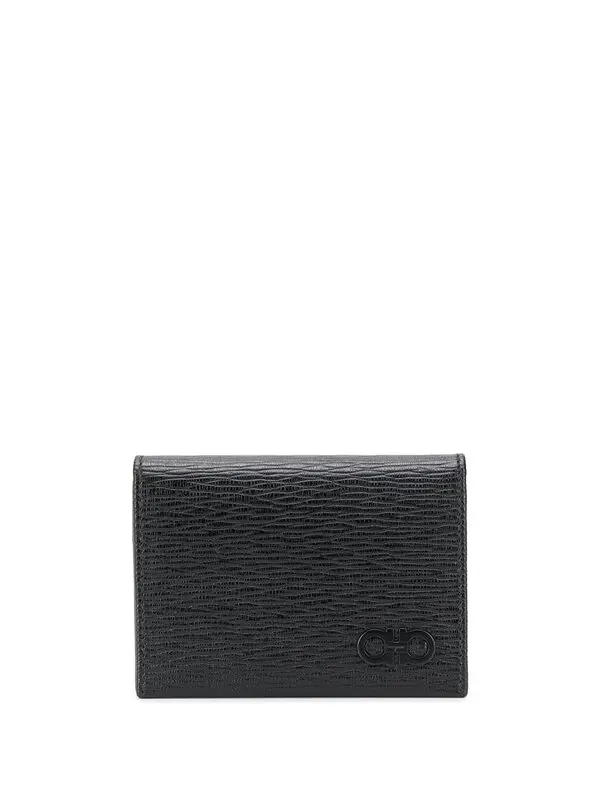 FERRAGAMO Gancini Textured Card Holder - Black