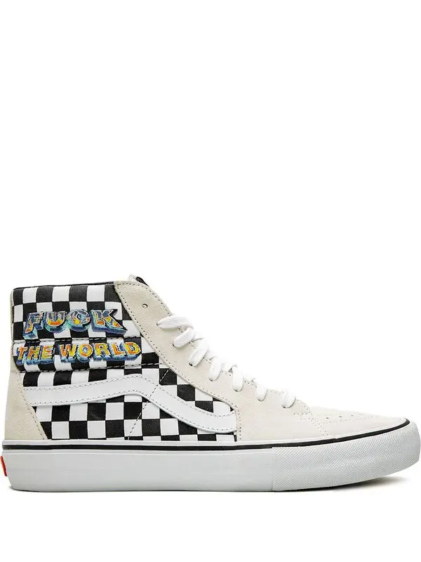 VANS Supreme X Sk8-hi Pro "f*ck The World" Checkerboard Sneakers