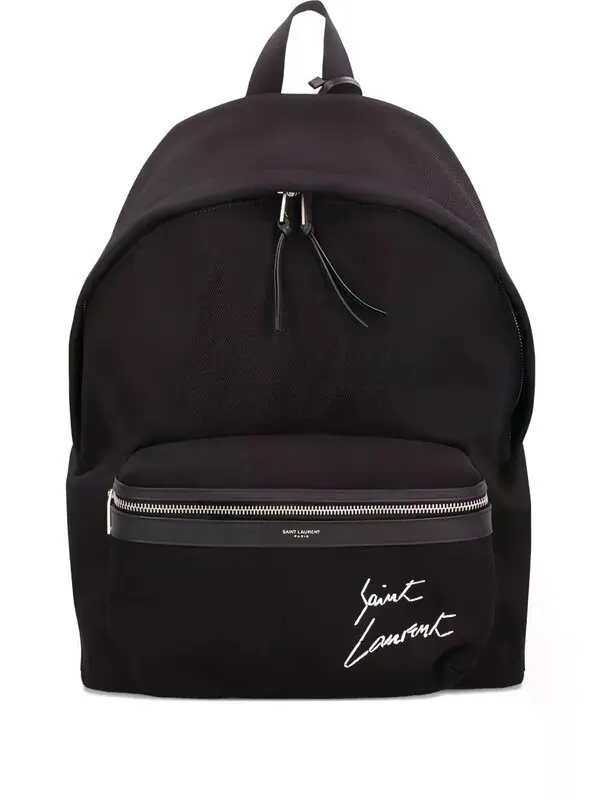 Saint Laurent Logo-embroidered Backpack - Black