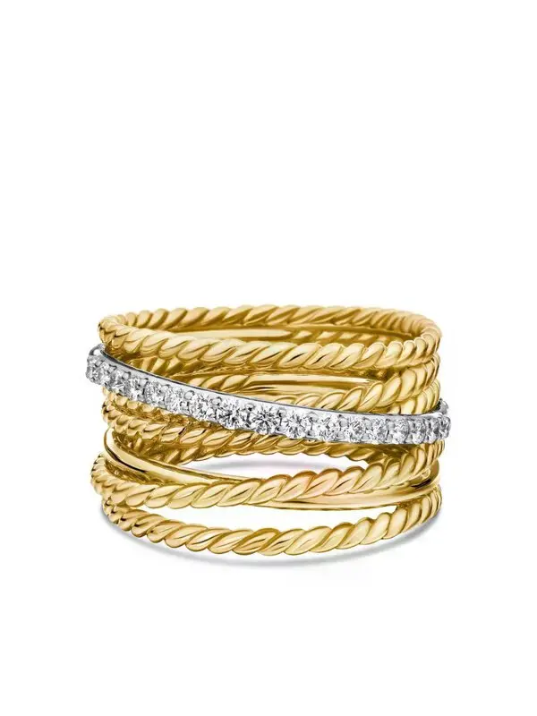David Yurman 18kt Yellow Crossover Diamond Ring - Gold