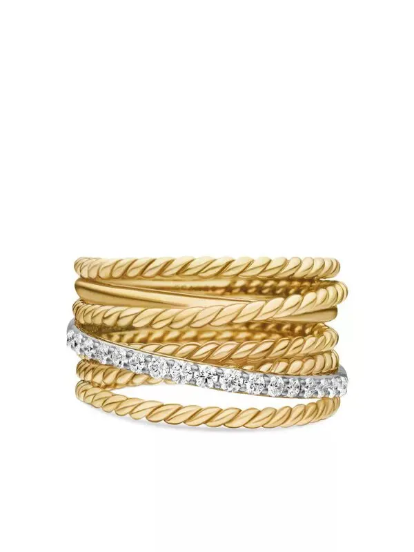 David Yurman 18kt Yellow Crossover Diamond Ring - Gold