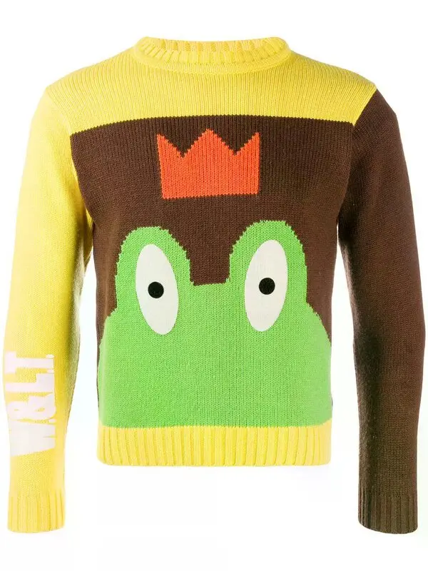 WALTER VAN BEIRENDONCK 1996/97s Wonderland Intarsia Frog Jumper - Yellow