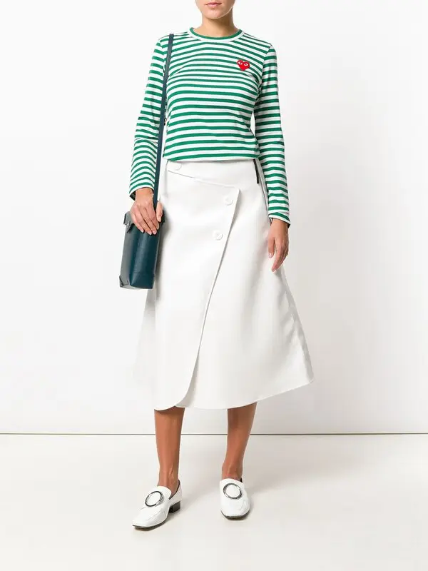 Play Comme Des Garcon Striped Logo-patch T-shirt - Green