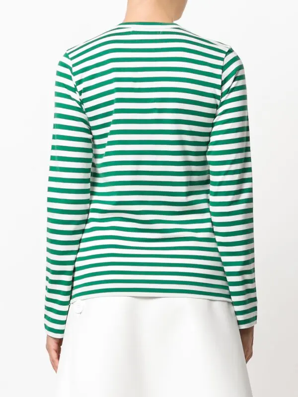 Play Comme Des Garcon Striped Logo-patch T-shirt - Green