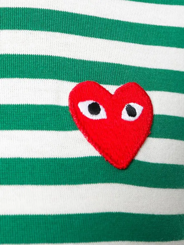 Play Comme Des Garcon Striped Logo-patch T-shirt - Green