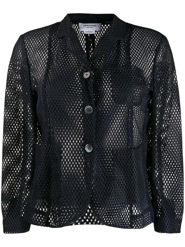 Thom Browne Mesh Cut-out Blazer - Blue