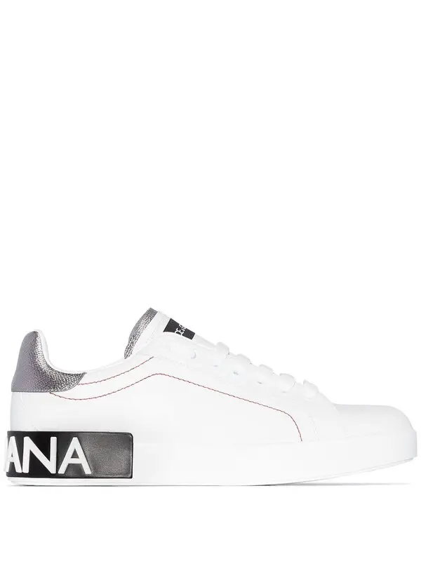 Dolce & Gabbana Portofino Leather Sneakers - White