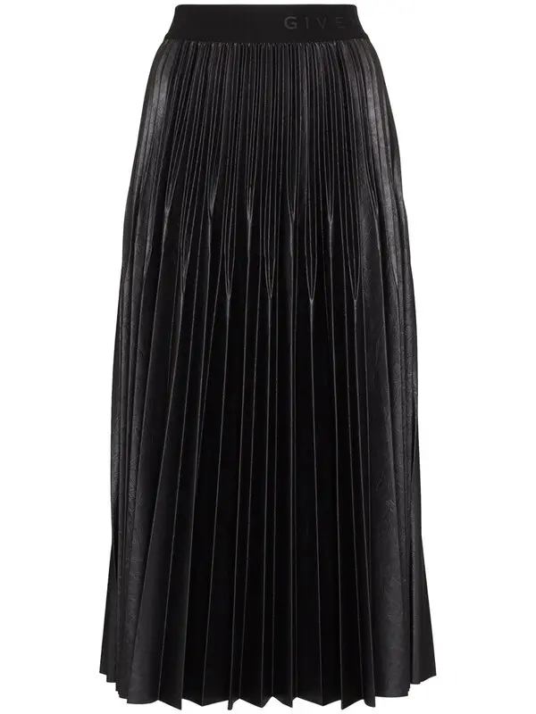 Givenchy Logo Waistband Pleated Midi Skirt