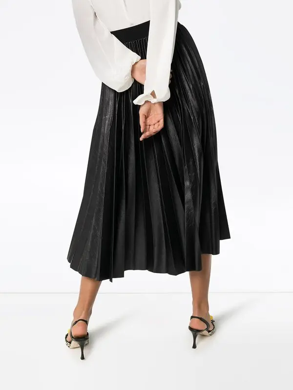 Givenchy Logo Waistband Pleated Midi Skirt