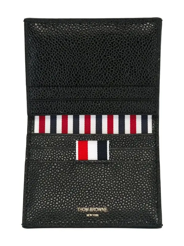 Thom Browne Pebble-grain Double Card Holder - Black