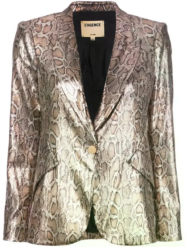 L'Agence Sequin Leopard Print Blazer