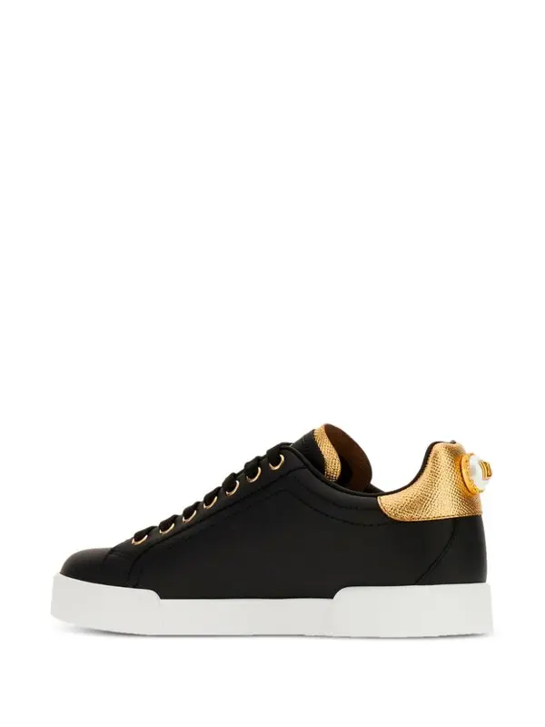 Dolce & Gabbana Portofino Leather Sneakers - Black