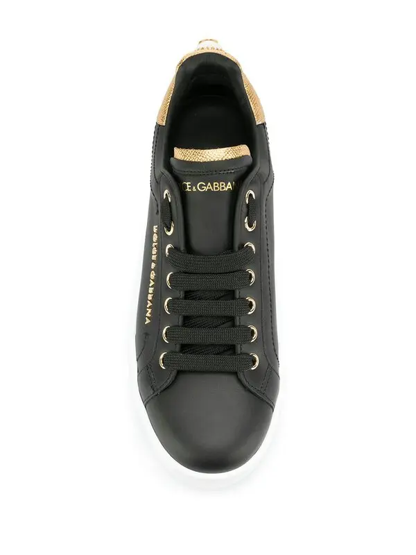 Dolce & Gabbana Portofino Leather Sneakers - Black