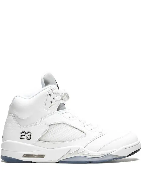 JORDAN Air 5 Retro Metallic Silver Sneakers - White