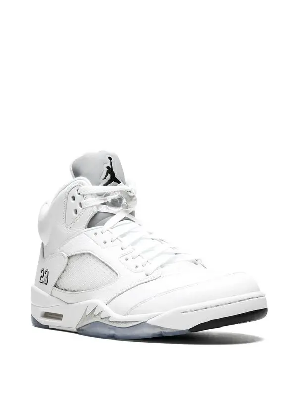 JORDAN Air 5 Retro Metallic Silver Sneakers - White