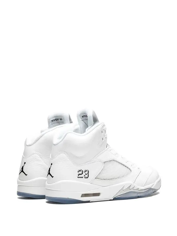 JORDAN Air 5 Retro Metallic Silver Sneakers - White
