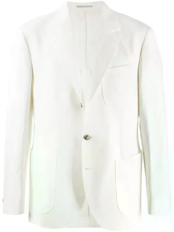 Brunello Cucinelli Single-breasted Linen Blazer - White