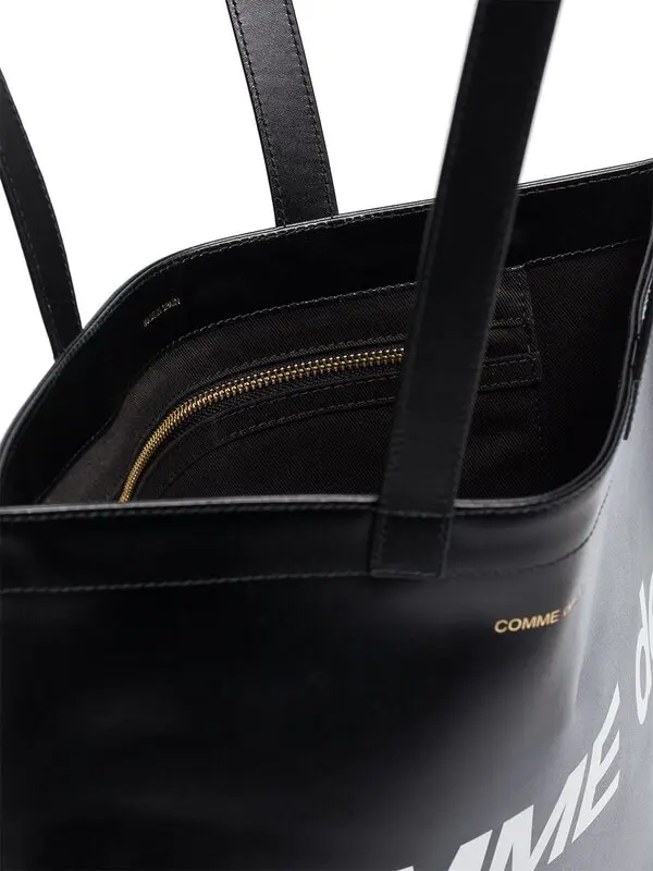 Comme Des Garçons Logo Print Leather Shoulder Bag - Black