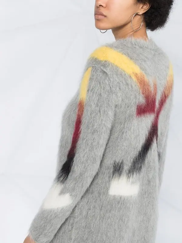 Off-White Fuzzy Knit Arrow Logo Dress