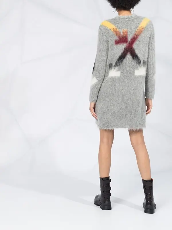 Off-White Fuzzy Knit Arrow Logo Dress