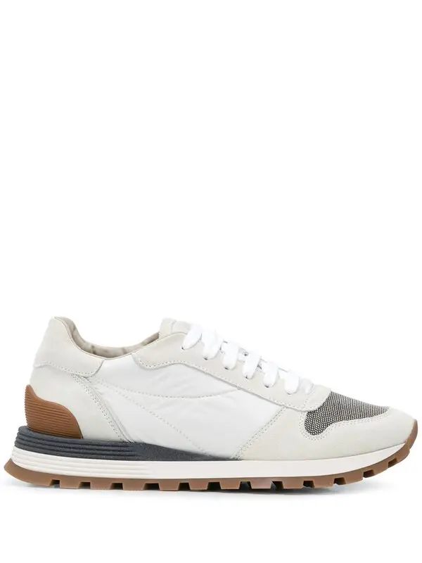 Brunello Cucinelli Panelled Leather And Fabric Sneakers
