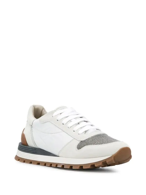 Brunello Cucinelli Panelled Leather And Fabric Sneakers