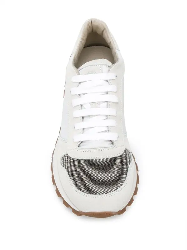 Brunello Cucinelli Panelled Leather And Fabric Sneakers