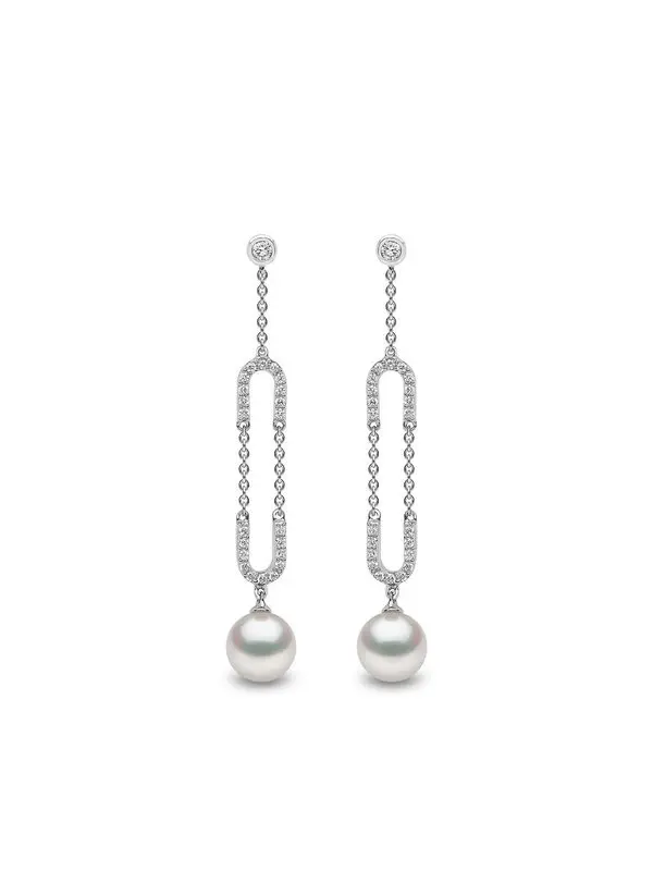 Yoko London 18kt White Gold Freshwater Pearl And Diamond Drop Earrings - Silver