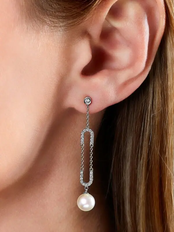 Yoko London 18kt White Gold Freshwater Pearl And Diamond Drop Earrings