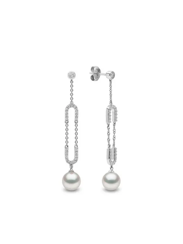 Yoko London 18kt White Gold Freshwater Pearl And Diamond Drop Earrings