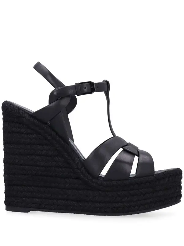Saint Laurent Tribute Espadrille Wedge - Black