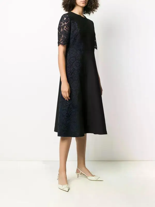 Valentino Garavani Lace Sleeve Knee-length Dress