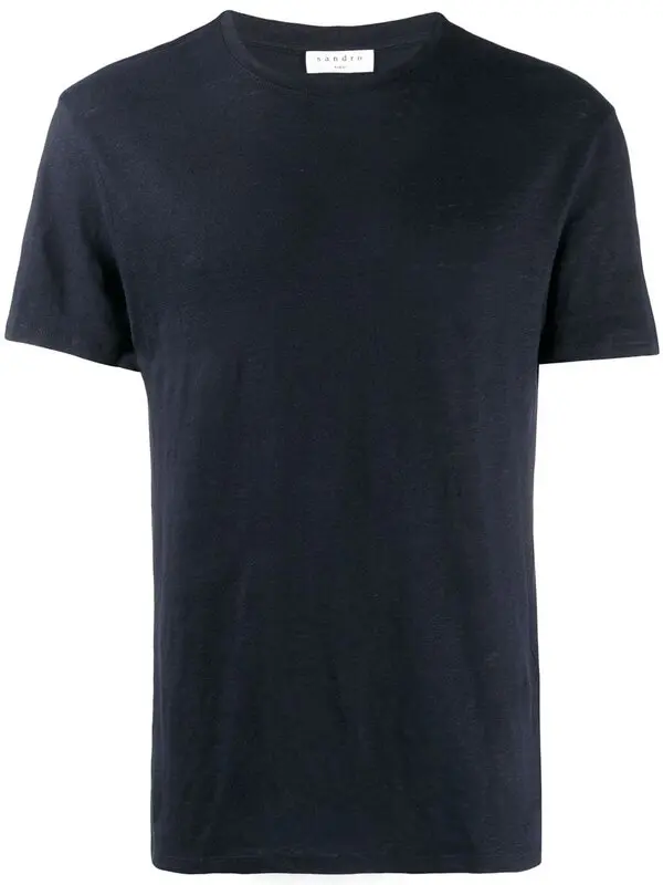 Sandro Round-neck Linen T-shirt - Blue