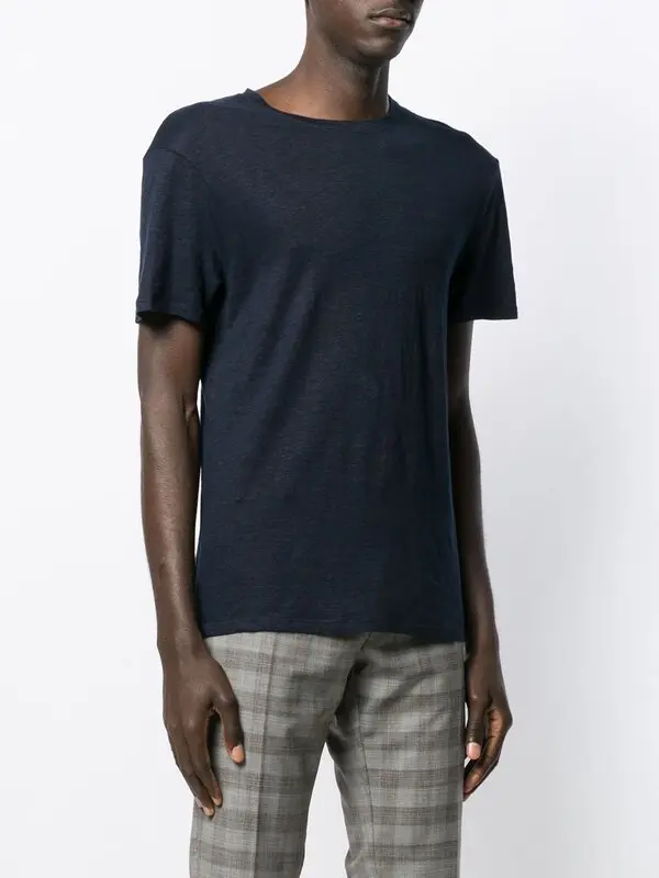 Sandro Round-neck Linen T-shirt - Blue