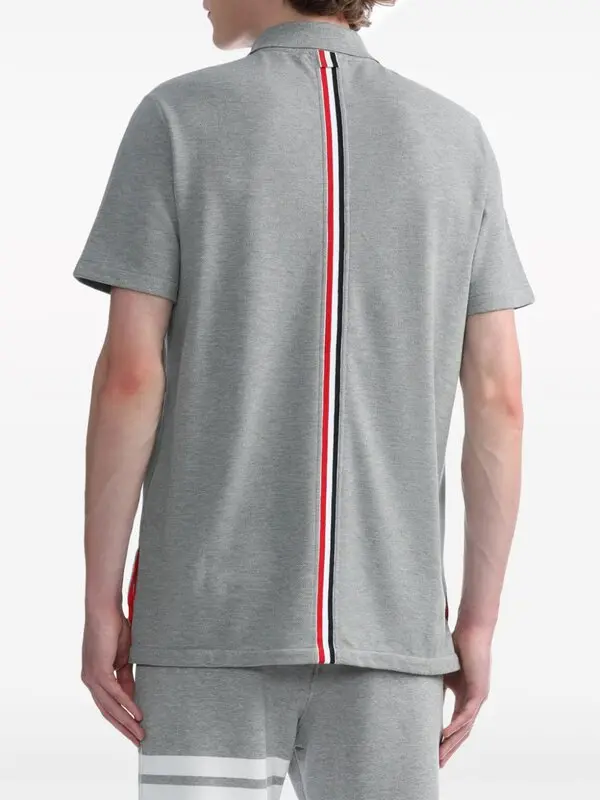 Thom Browne Rwb-stripe Polo Shirt - Grey