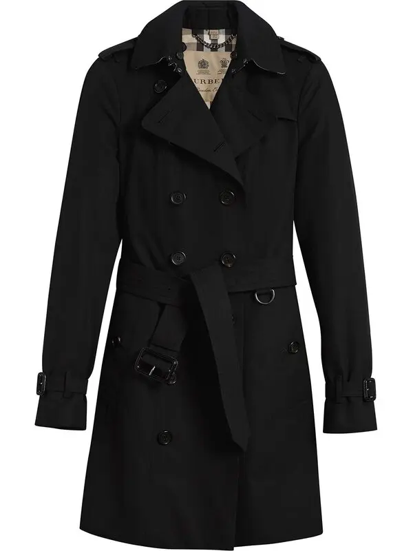 Burberry The Sandringham Mid-Length Trench Coat Black Editorialist