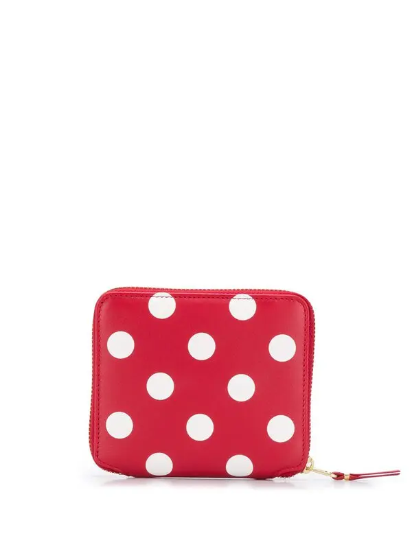 Play Comme Des Garcon Polka-dot Leather Wallet - Red