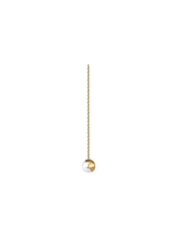 Shihara Half Pearl Chain Earring 45 - Metallic