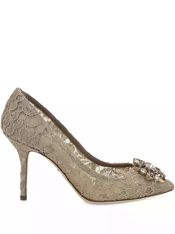 Dolce & Gabbana Bellucci Rainbow Lace Brooch-detail Pumps - Brown