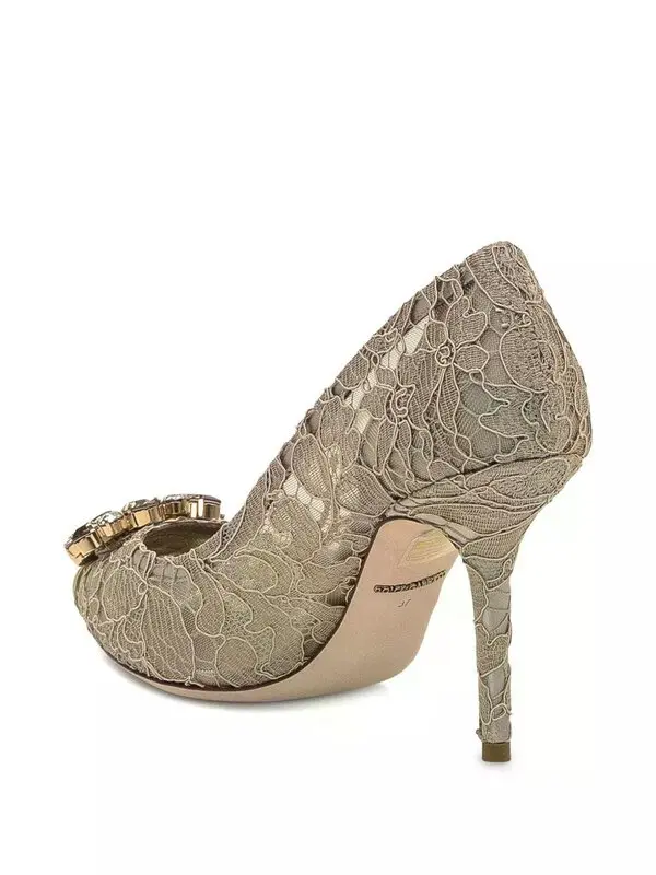 Dolce & Gabbana Bellucci Rainbow Lace Brooch-detail Pumps - Brown